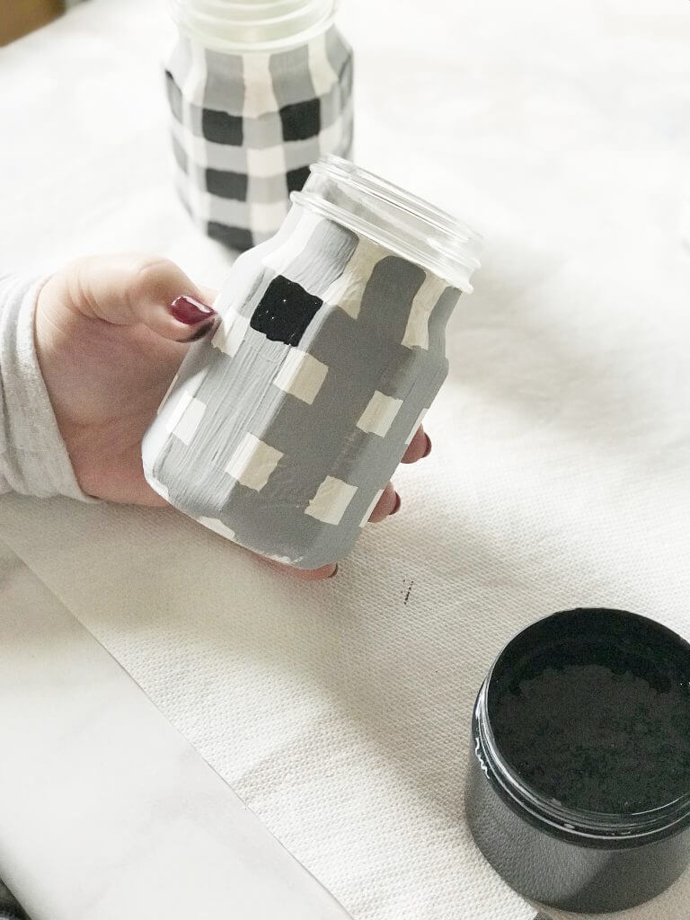 How to Paint Buffalo Check Jars Perfect for Gift Giving • WhipperBerry